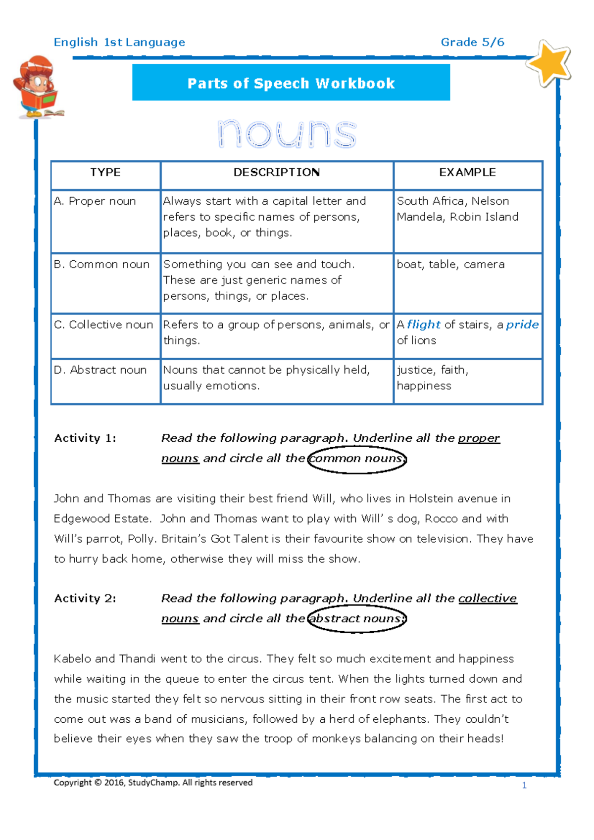 Gr6 Eng Parts of Speech Rules and Activities Guide - Studocu