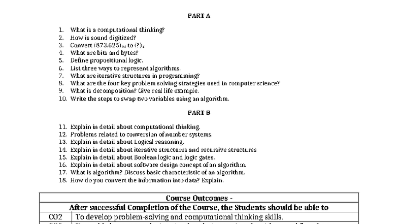 QB FOR IAT2 - Question Bank for Unit 2: Computational Thinking ...
