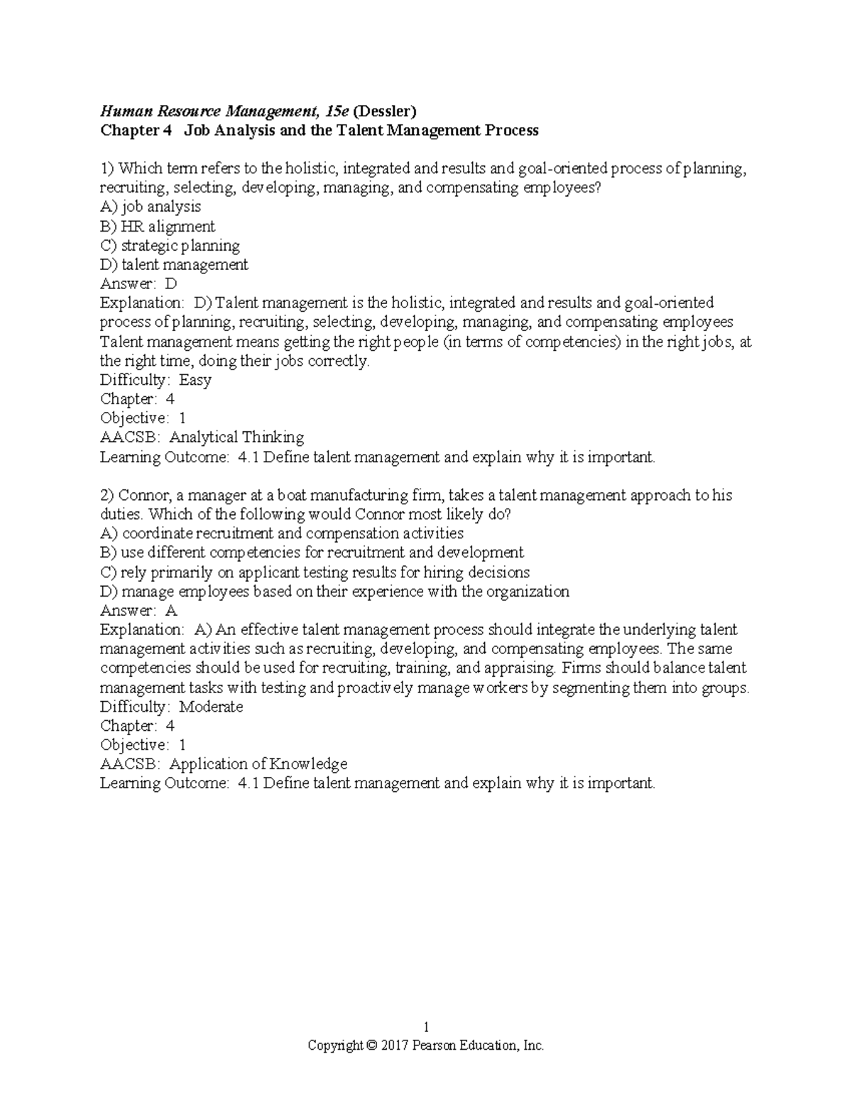 Chapter 04 - Test bank - Human Resource Management, 15e (Dessler ...
