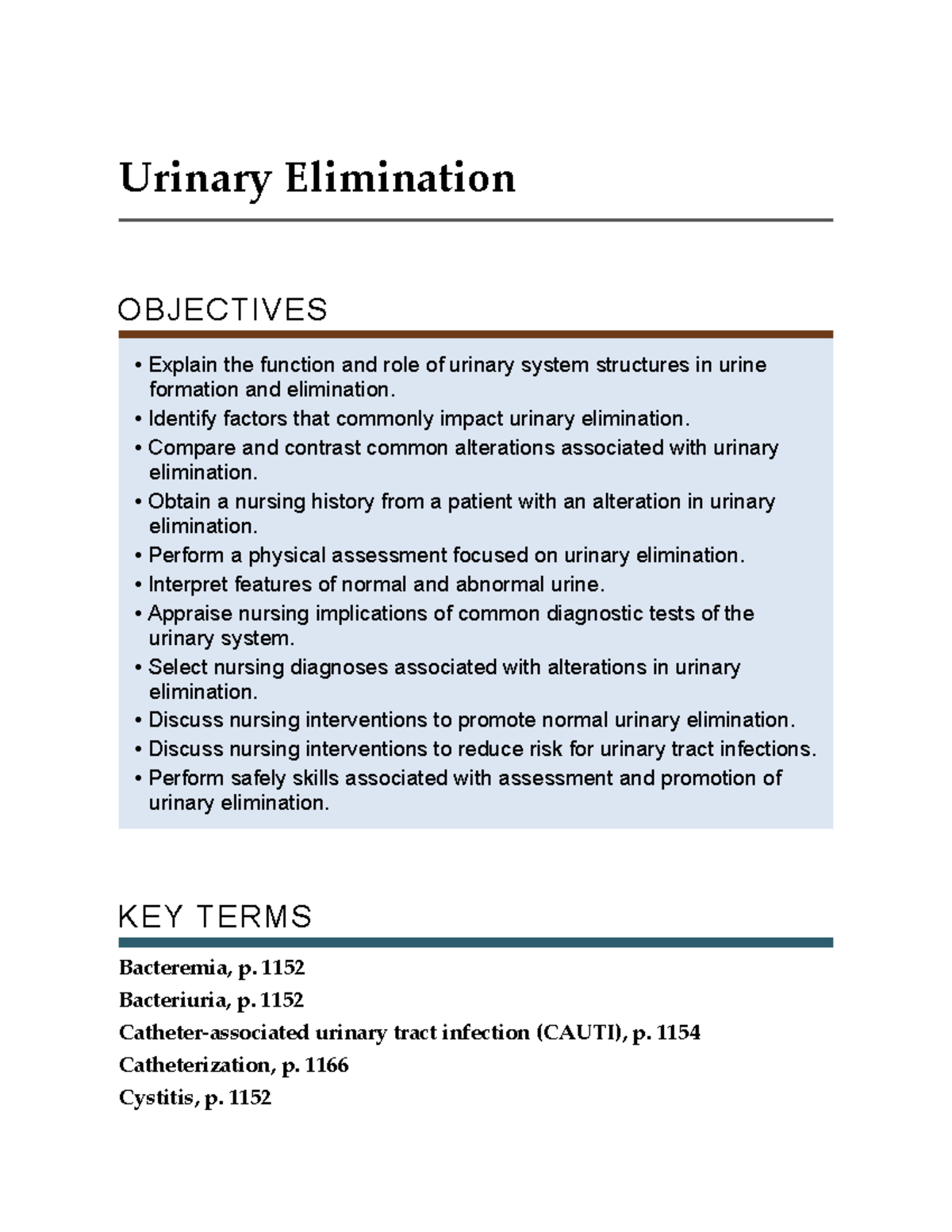 Fundamentals of Nursing - Ch. 46 Urinary Elimination - RN Nclex ...
