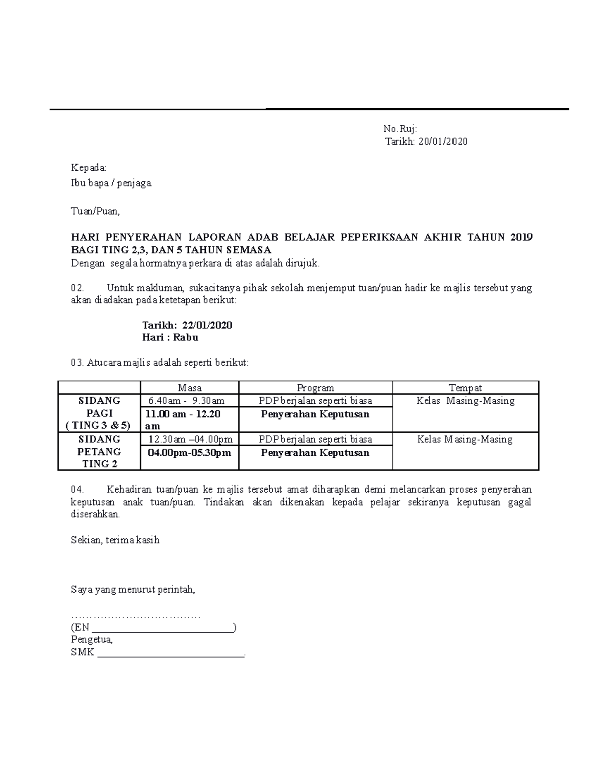 Format Penulisan Surat Rasmi: Penyerahan Laporan Adab Belajar - Studocu