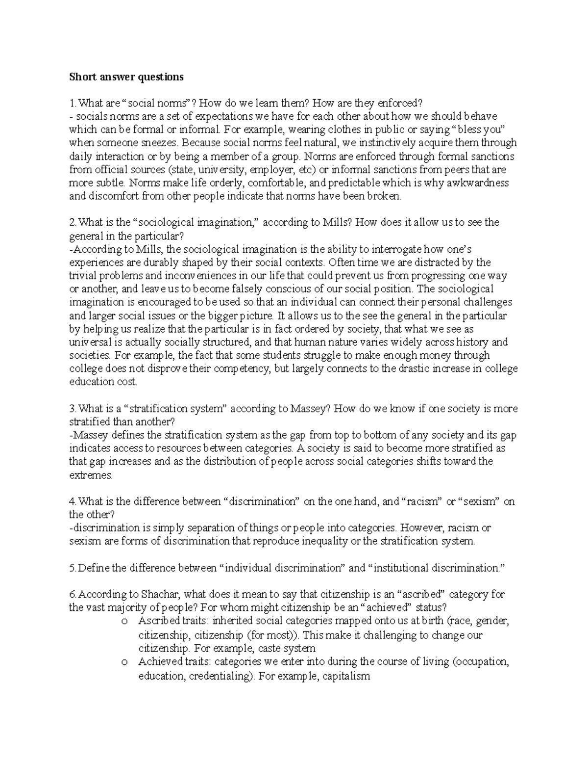 SOC100 Study Guide: Key Concepts & Practice Exam Answers - Studocu