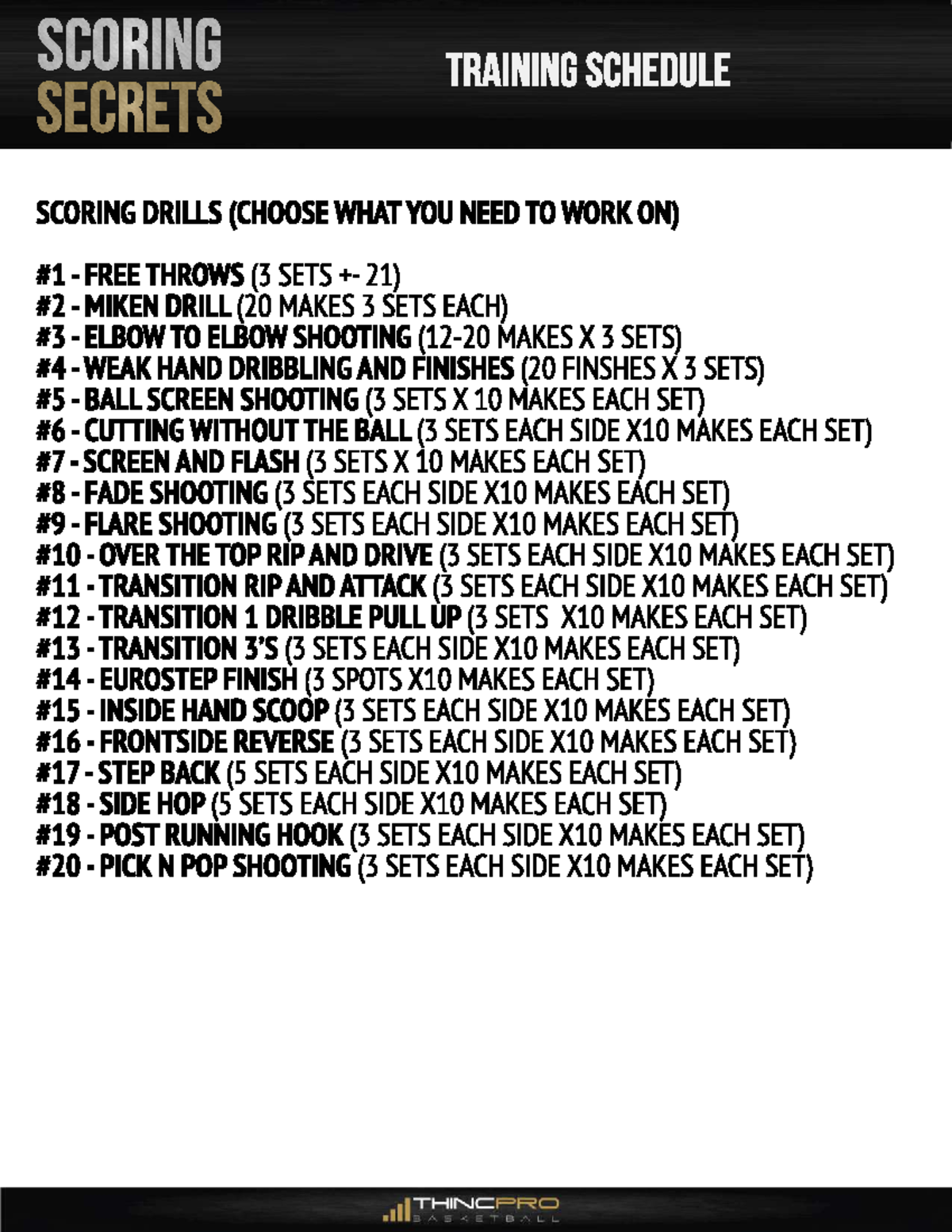 Scoring Secrets Training Schedule Drills (SCT 101) - Studocu