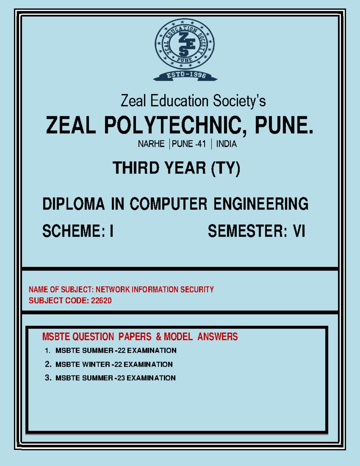 NIS 22620 Model Answer Papers: Summer & Winter Exams S-22, W22, S23 ...