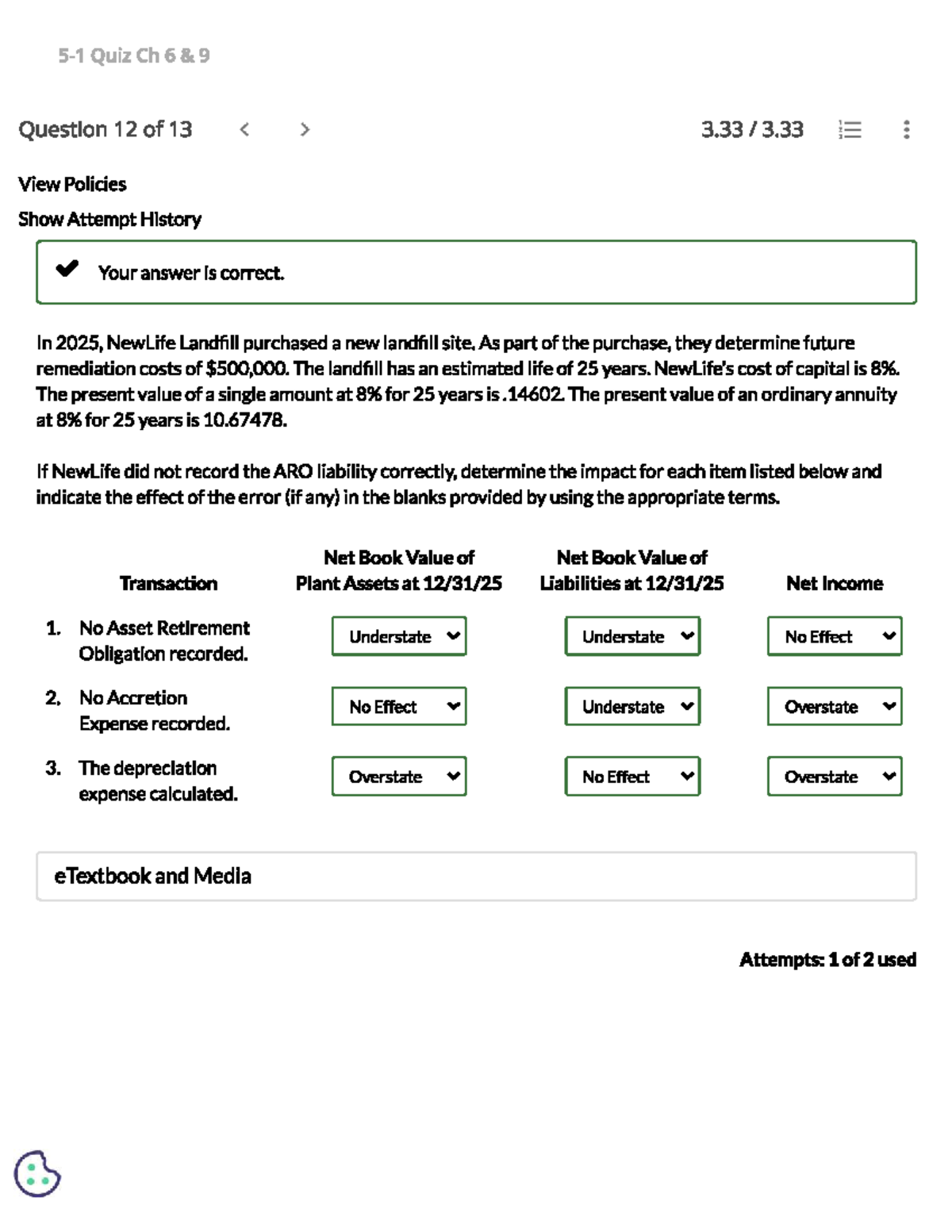 ACC 317 Quiz Ch 6: ARO Liability Impact Analysis - Q12 Solution - Studocu