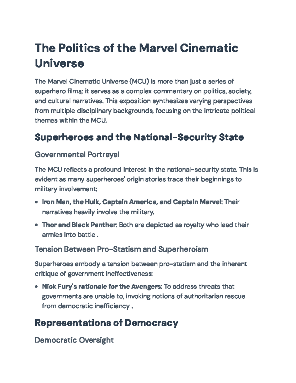 The Politics of the Marvel Cinematic Universe: A Socio-Political ...