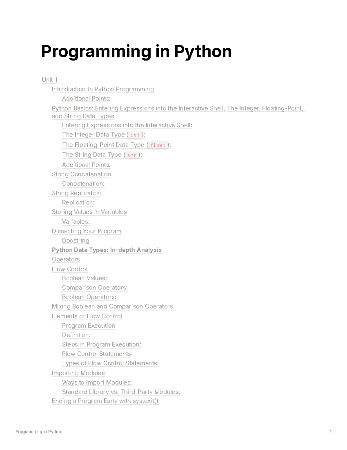 Programming in Python: Comprehensive Guide to Data Types and Functions - Studocu