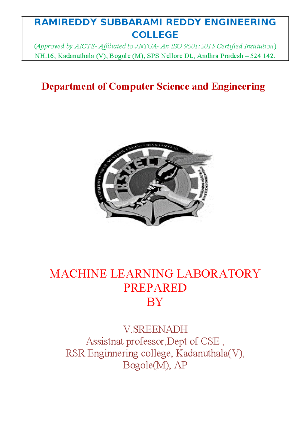 ML Lab Manual: Experiments on Key Machine Learning Algorithms - Studocu