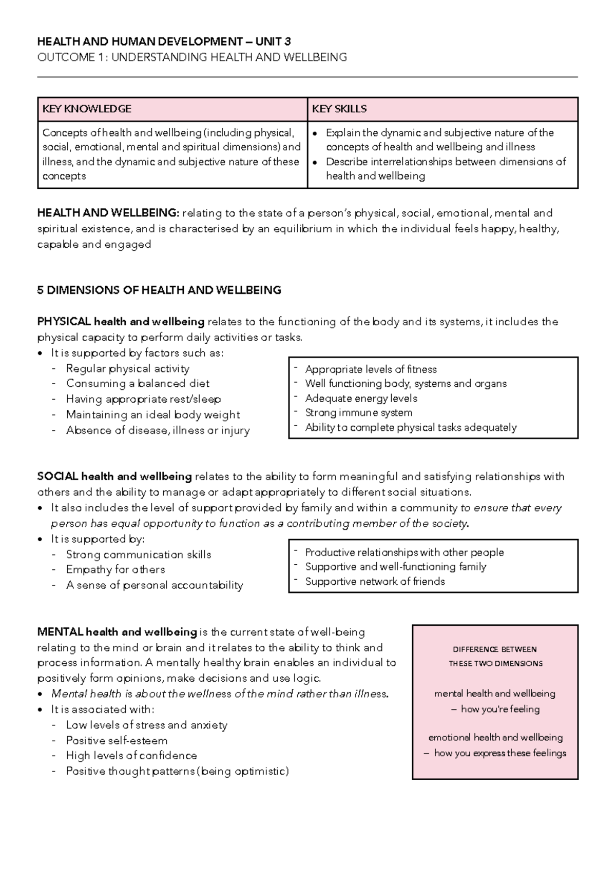 3.1 HHD - VCE Unit 3 aos 1 hhd notes - HEALTH AND HUMAN DEVELOPMENT ...