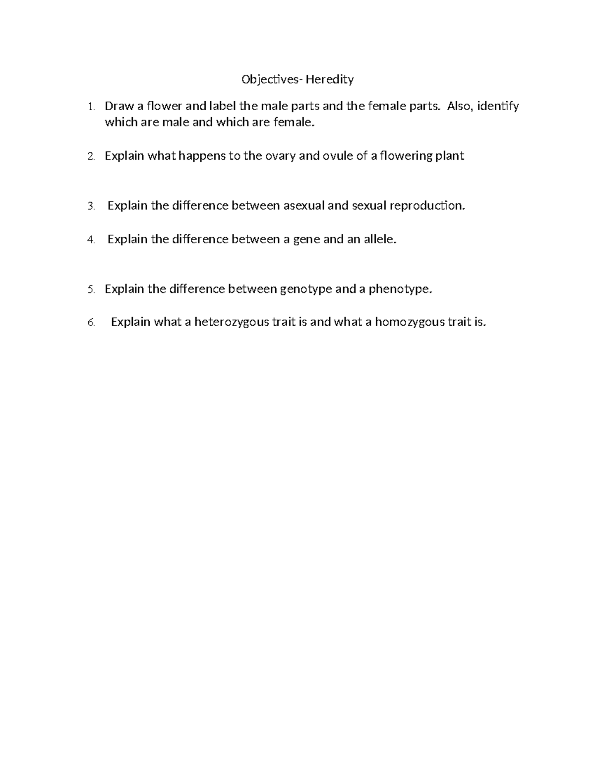 Objectives- Heredity - wefwfwefwewefwefwef - contract law - Objectives ...