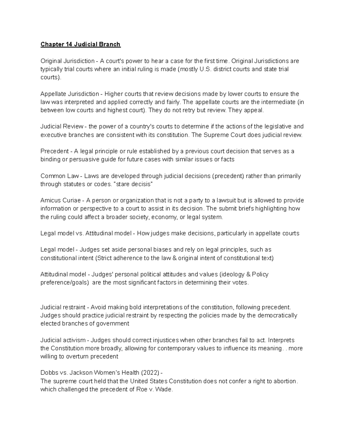 Study Guide for Chapters 11-14: Legislative, Executive & Judicial ...