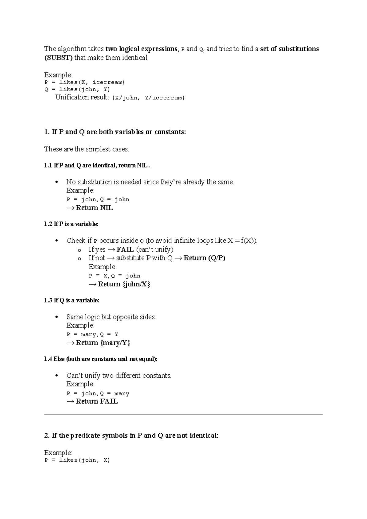 Unification Algorithm Notes - CS101 - Studocu