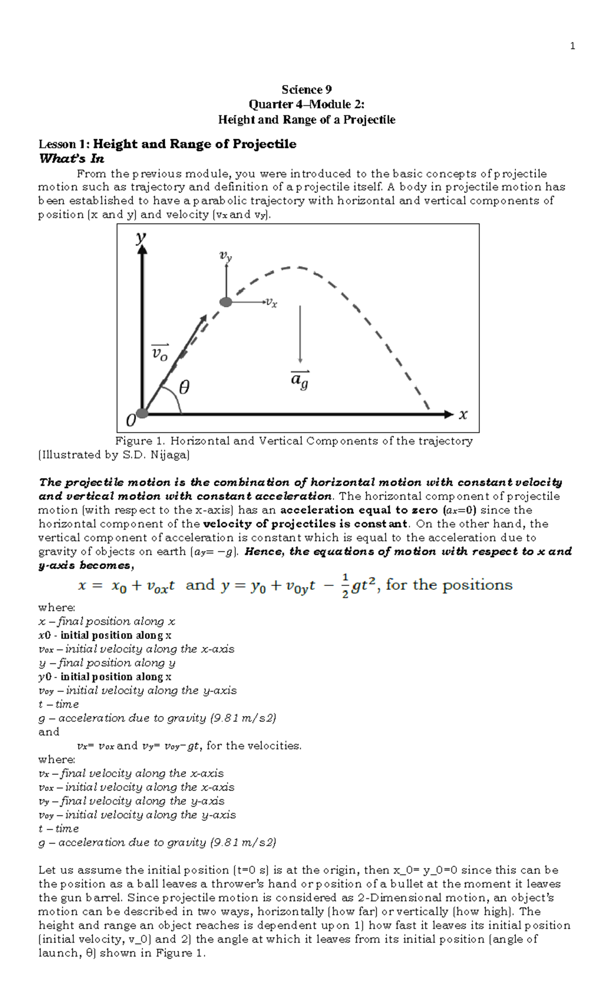 Science 9 M2Final - Science 9 Quarter 4–Module 2: Height and Range of a ...
