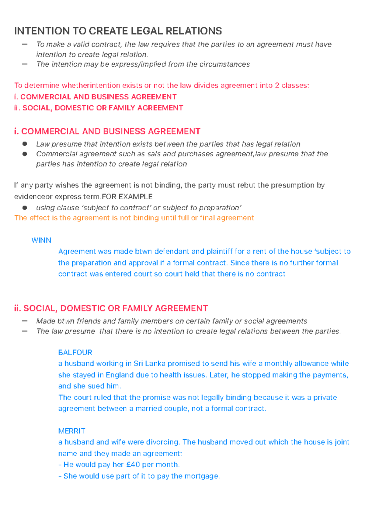 INTENTION TO CREATE LEGAL RELATIONS: Contractual Obligations Explained ...