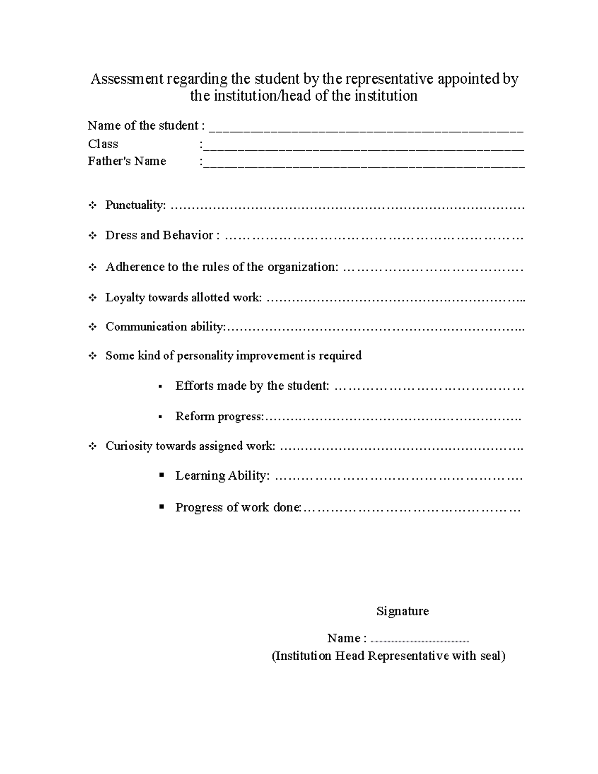 Internship Report for M.Sc. - Student Performance Assessment - Studocu