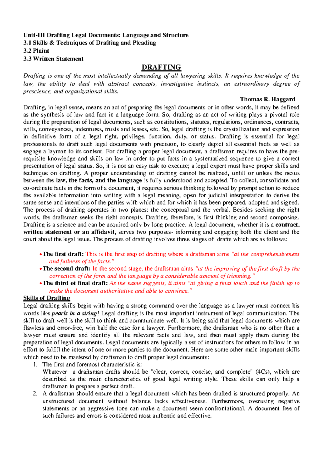 100004983 - Guide to Drafting Legal Documents and Pleadings - Studocu