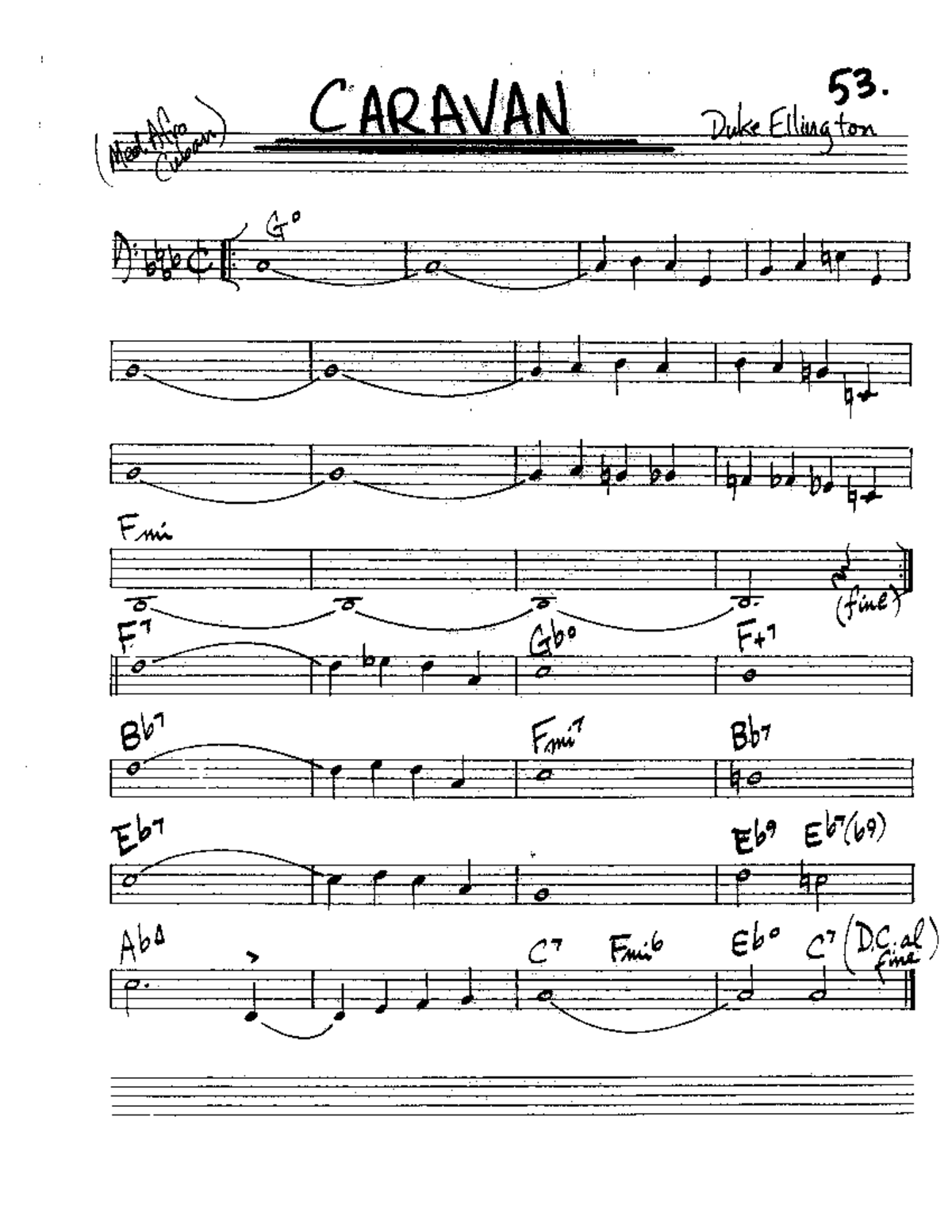 Caravan - Lead Sheet - ( CARAVAN 53. Duke Ellington Go A'686C be Fmi ...