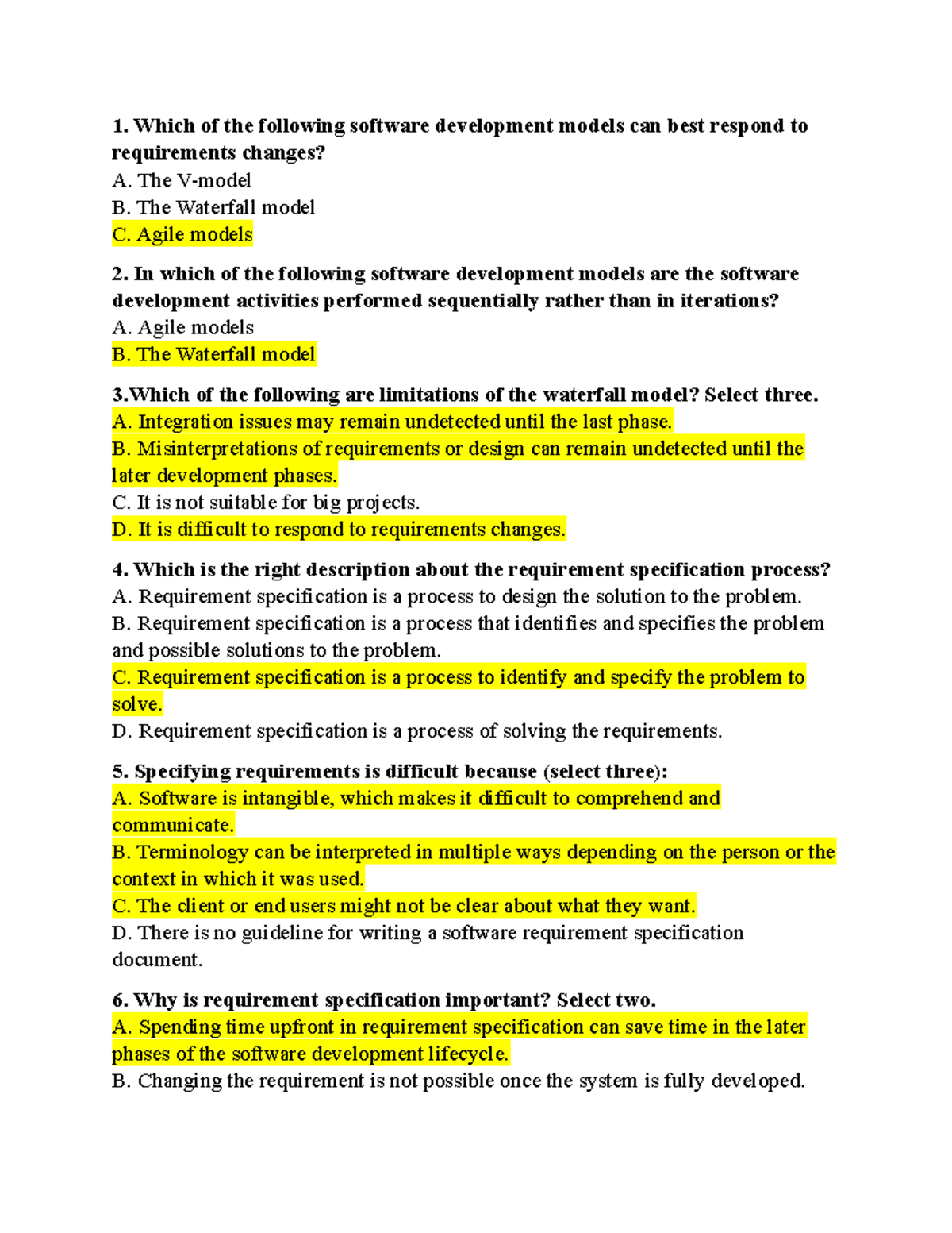 Quizlet SWE201c Marked Answers and Explanations - Studocu