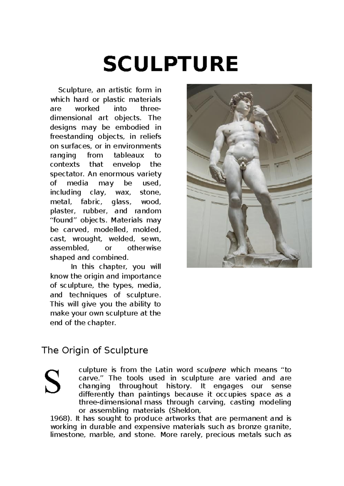 Sculpture Overview - AAP 101 Essentials of Three-Dimensional Art - Studocu