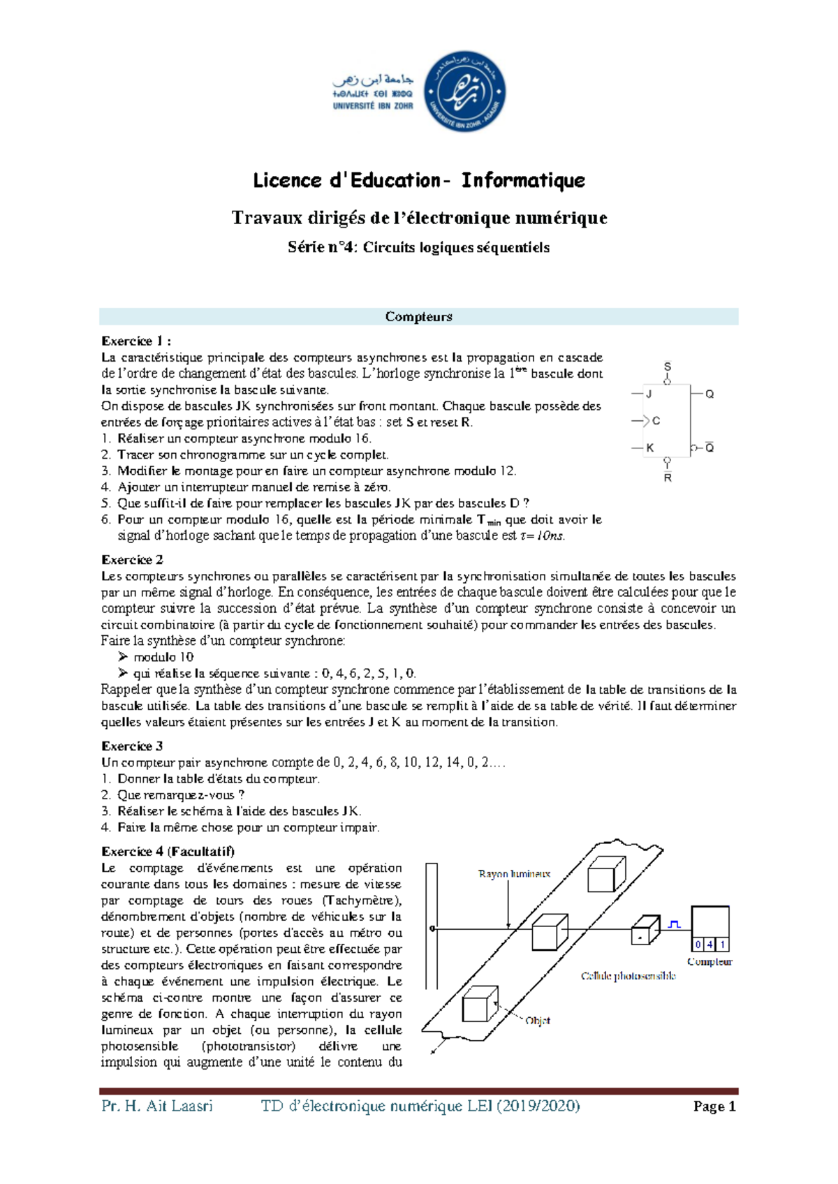 TD4 Circuits Séquentiels: Compteurs et Registres en Électronique Numérique - Studocu