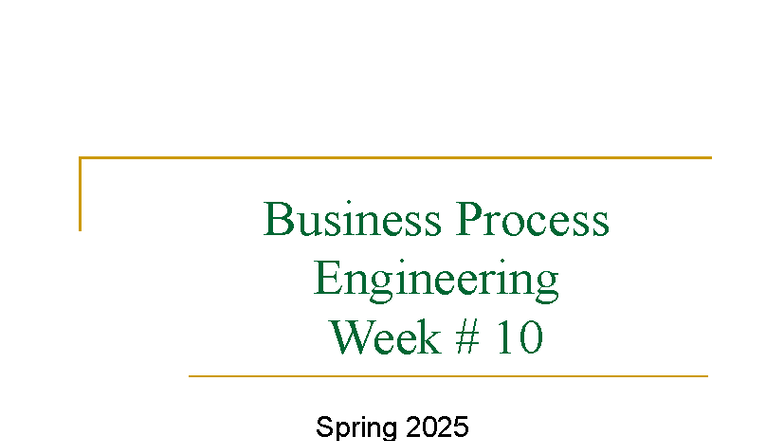 Business Process Engineering Week 10 (PDCA) A3 Process Overview - Studocu