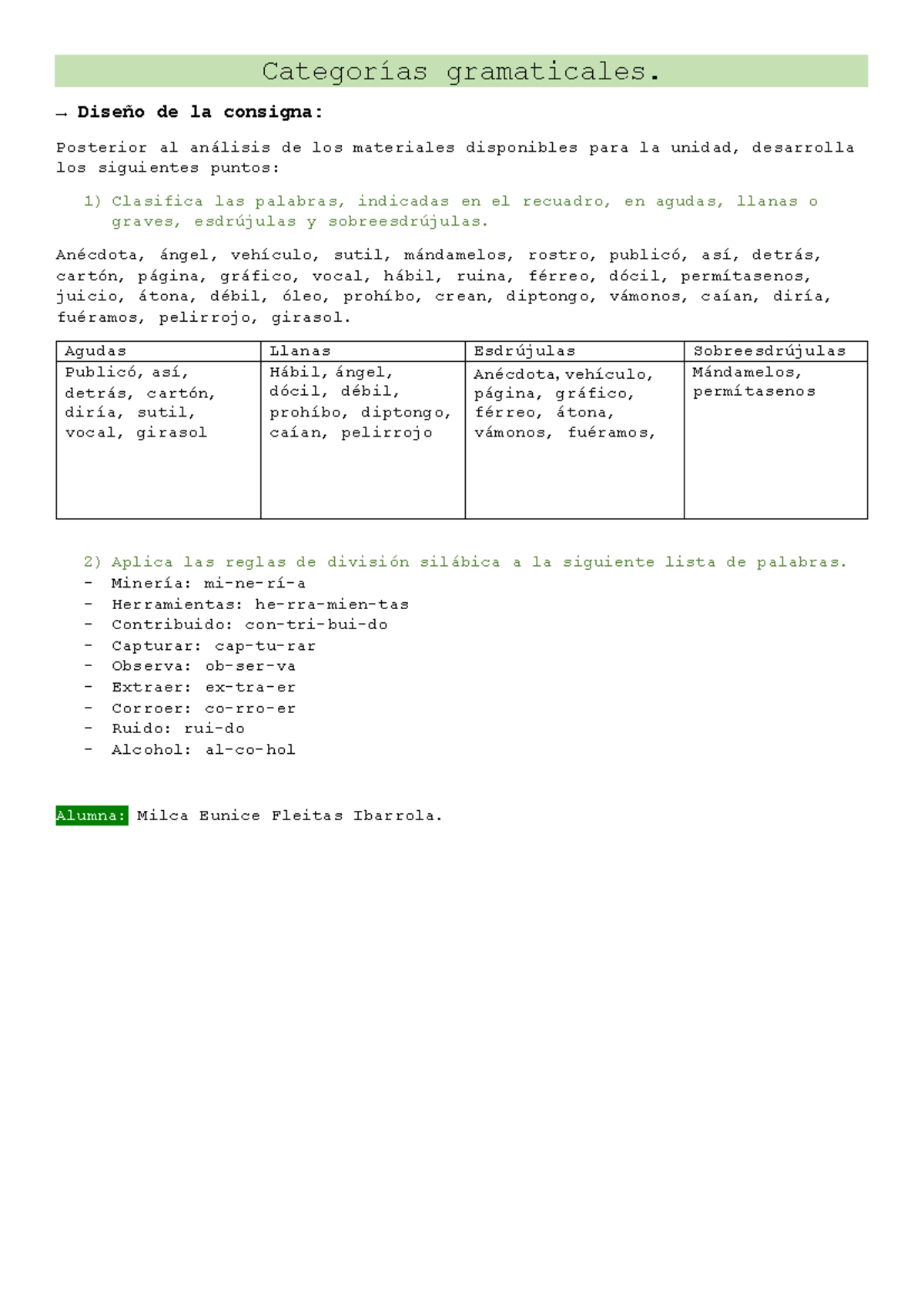Clasificación de Palabras y División Silábica - Curso de Gramática ...