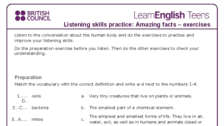 Listening Skills Practice: Amazing Facts Exercises 1 - Studocu