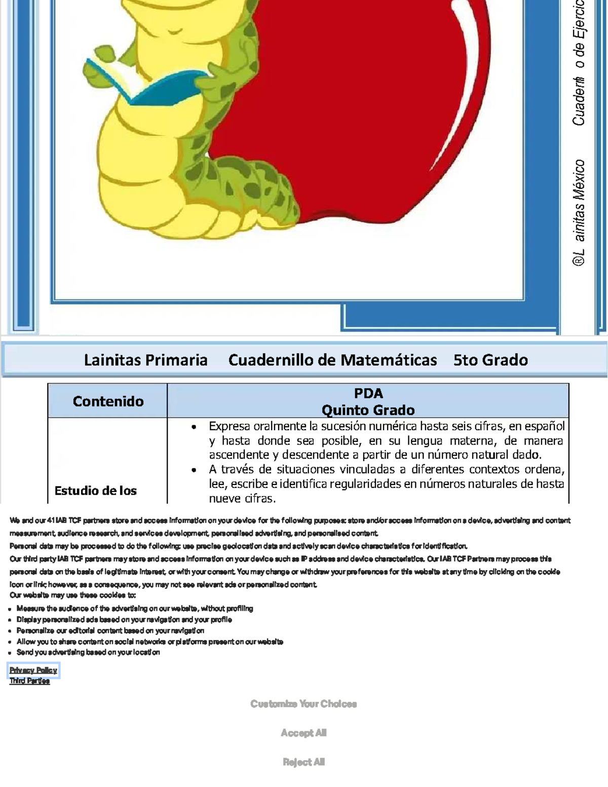 Cuadernillo de Matemáticas 5to Grado - Lainitas Primaria 2023-2024 ...