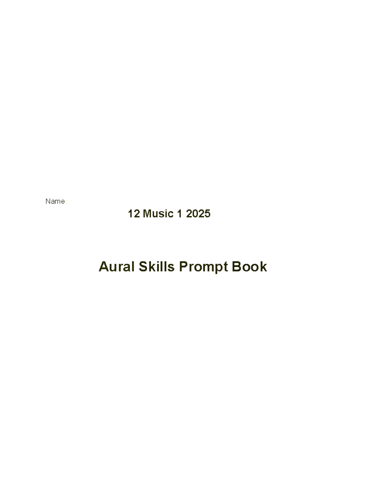 12 Music 1 Aural Skills Prompt Book: Key Concepts for 2025 - Studocu