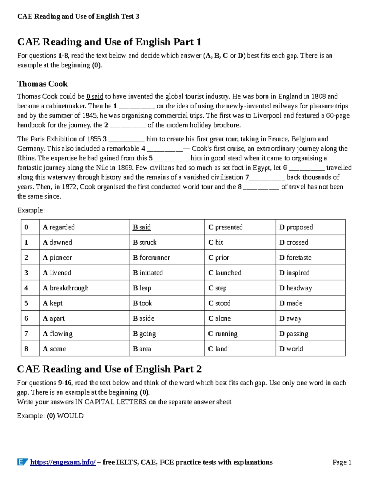 CAE Reading and Use of English Practice Test 3 - 2024 Edition - Studocu