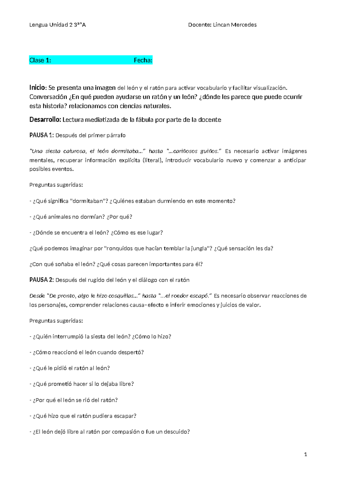 Act. Lengua Unidad 2: Secuencia Didáctica sobre Fábulas para 3er Grado ...