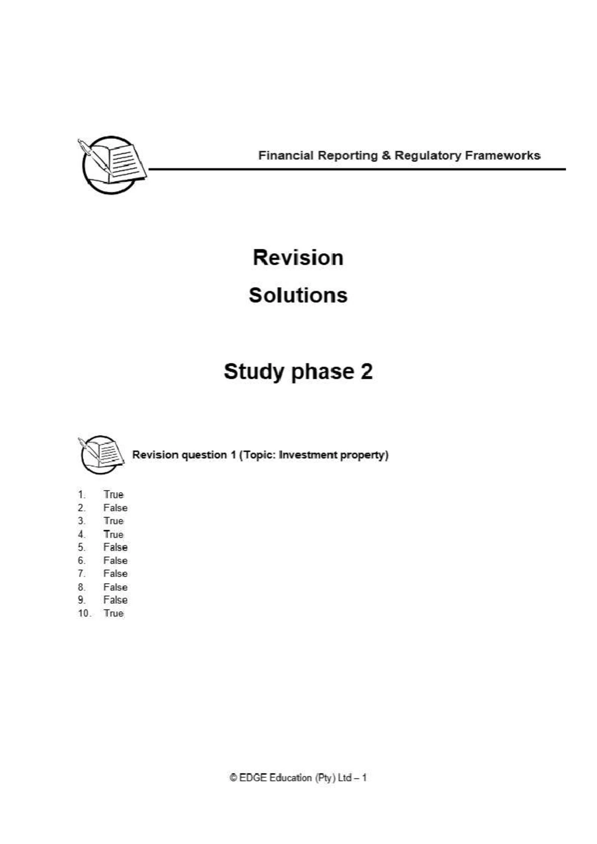 Financial Reporting Regulatory Frameworks 1 Study Phase 1 Revision ...