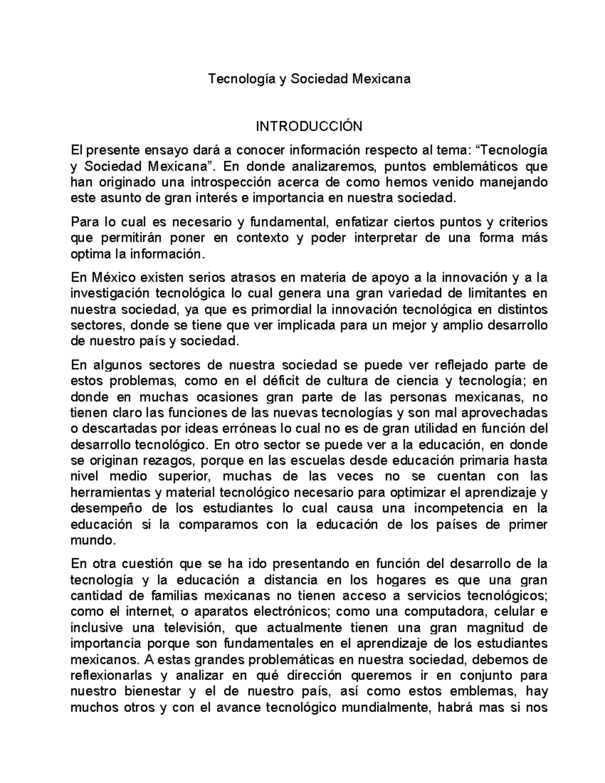 EJERCICIOS: Tecnología y Sociedad Mexicana - Análisis y Reflexiones ...
