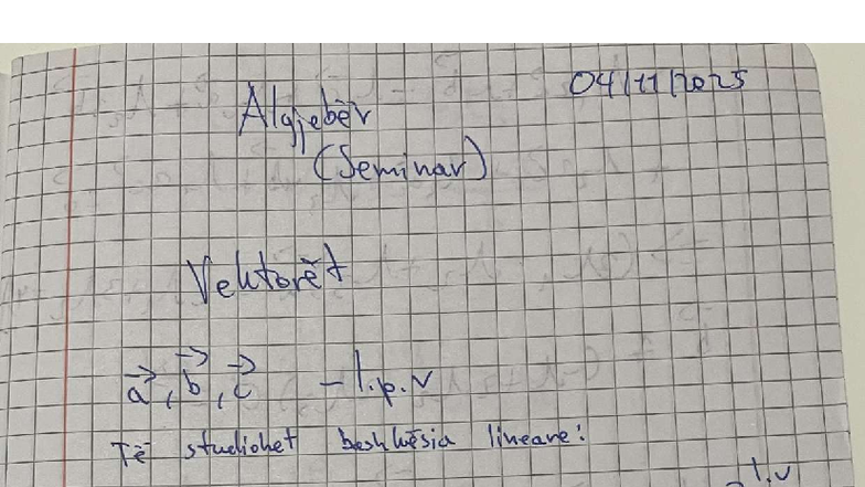Algjeber Seminar: Hesia Lineare dhe Aplikimet e Saj - Studocu