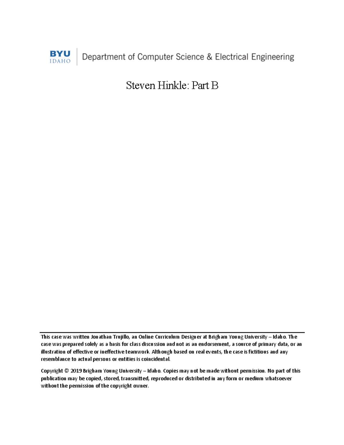 CSE170 Case Study: Steven Hinkle - Part B Analysis - Studocu
