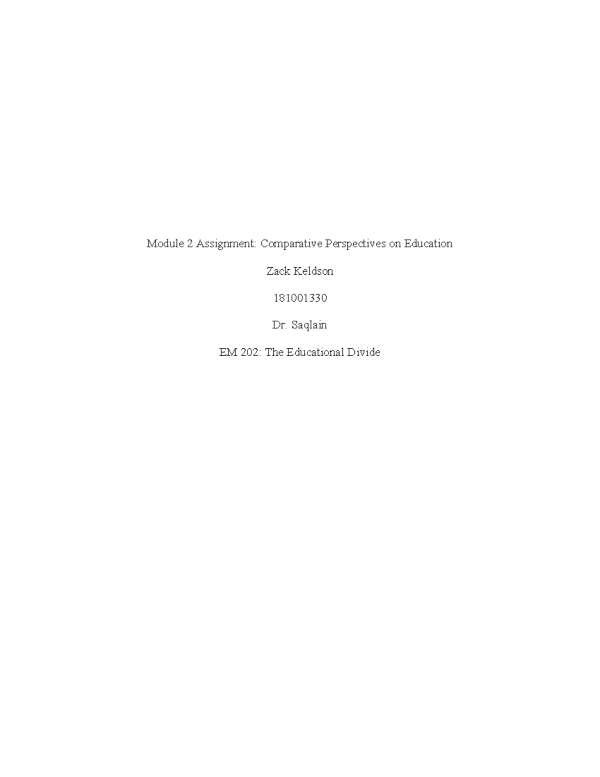 Em 202 Module 2 Assignment - Module 2 Assignment: Comparative ...