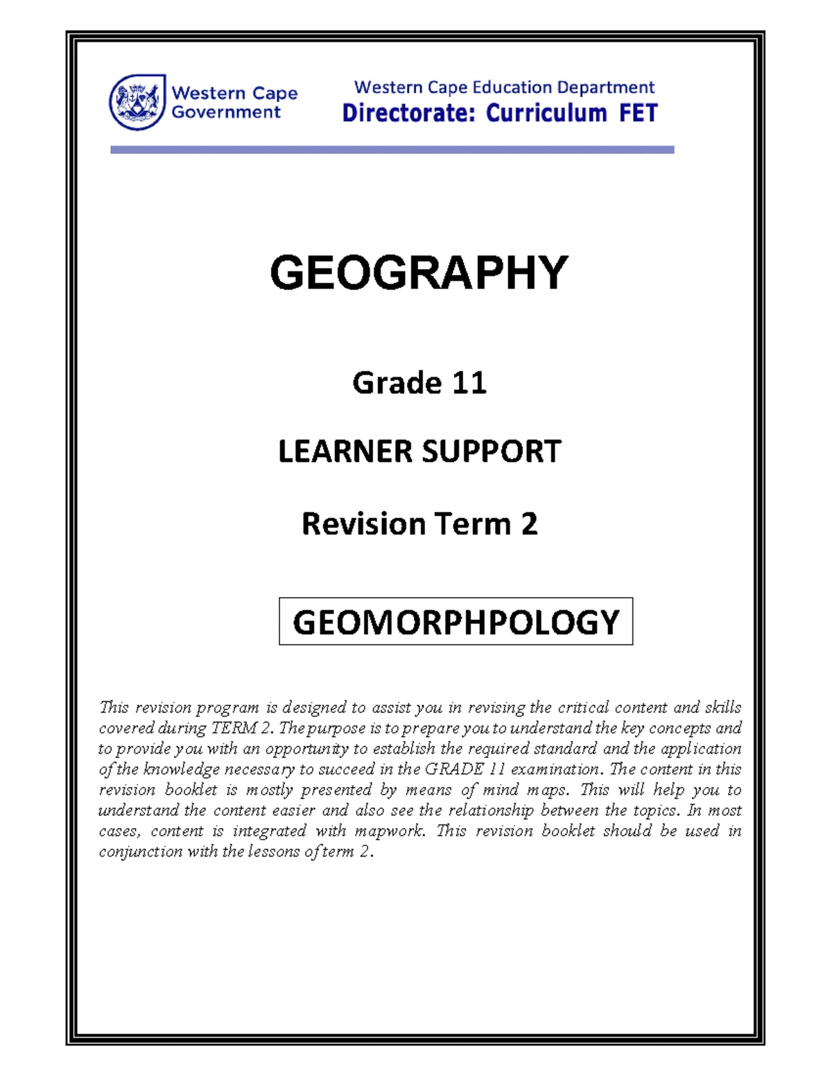 Grade 11 Geography Research Task 2 Guidelines - 2024 - Studocu