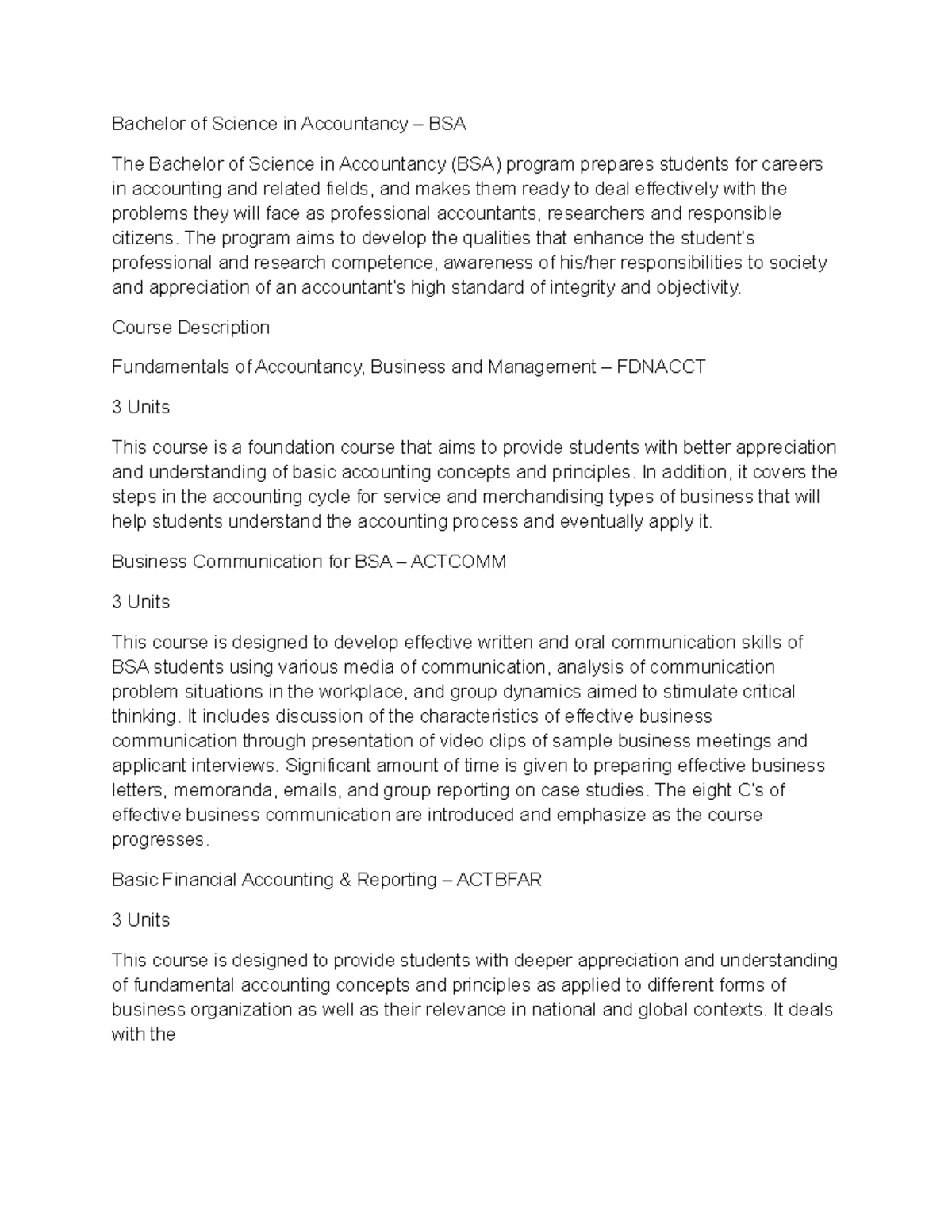 Bachelor of Science in Accountancy - The program aims to develop the ...