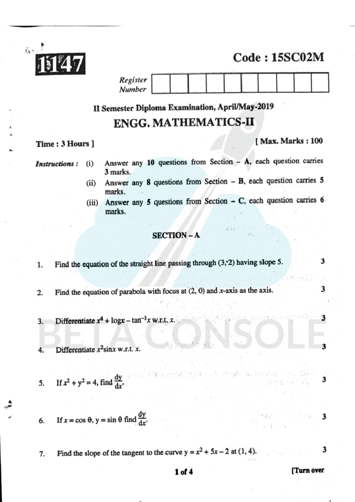 M2april 2019 - asda - 1147 Code : 15SC02M Register Number II Semester ...