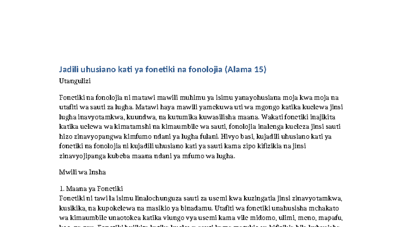 Jadili uhusiano kati ya fonetiki na fonolojia-1 - Matawi haya mawili ...