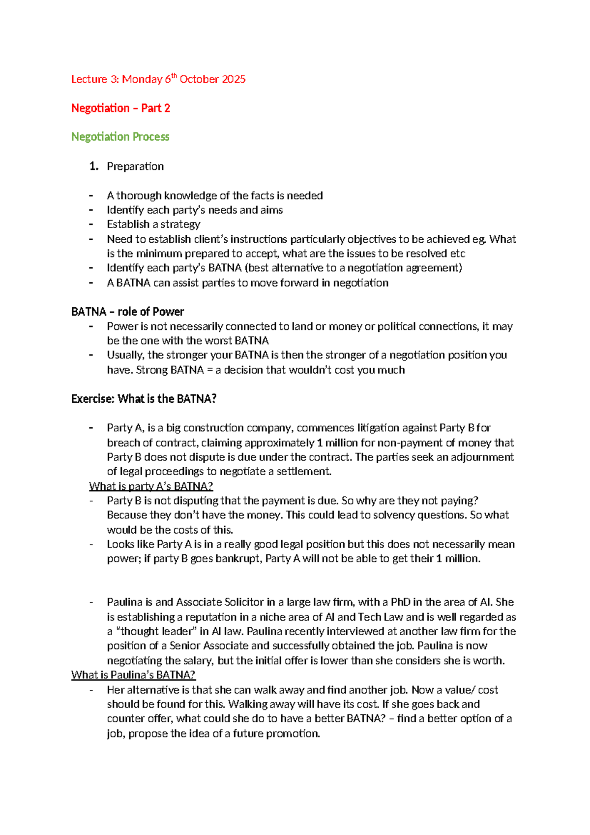 Lecture 3: Negotiation Process Part 2 - 4th Year Insights - Studocu
