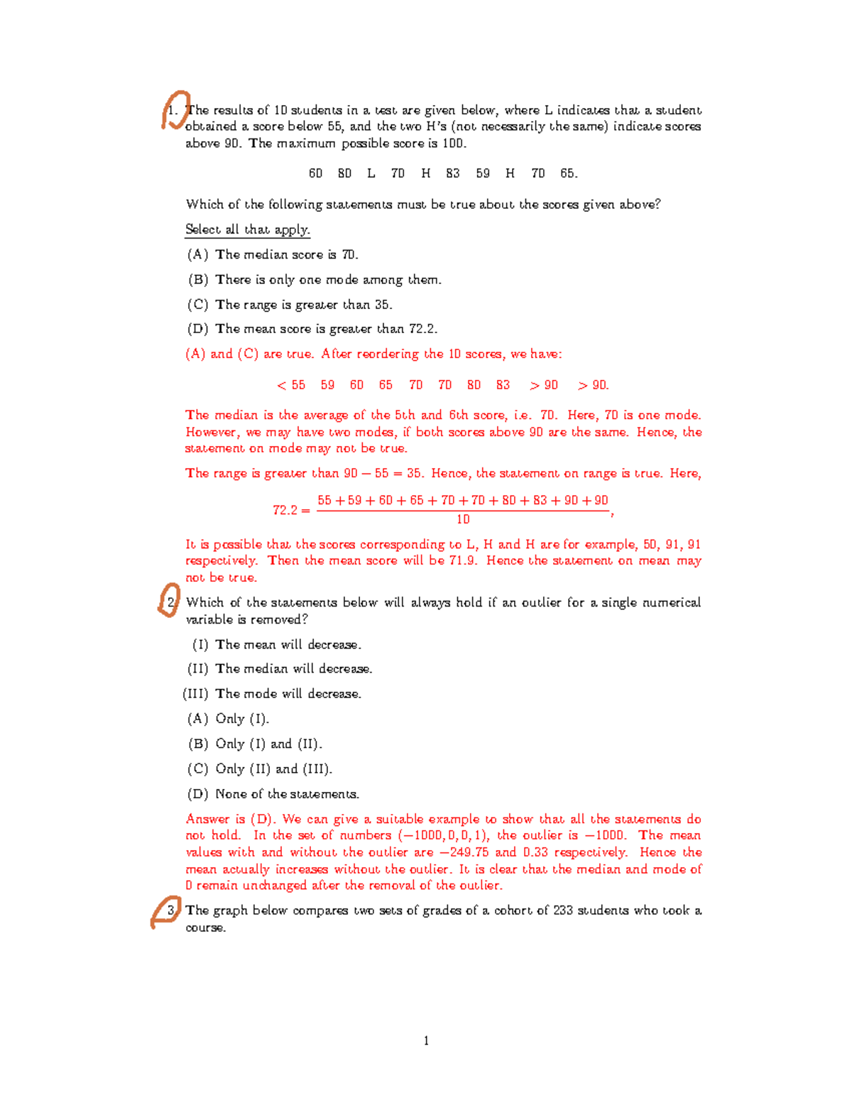Chapter 3: Statistical Solutions and Analysis with Outliers Considered ...