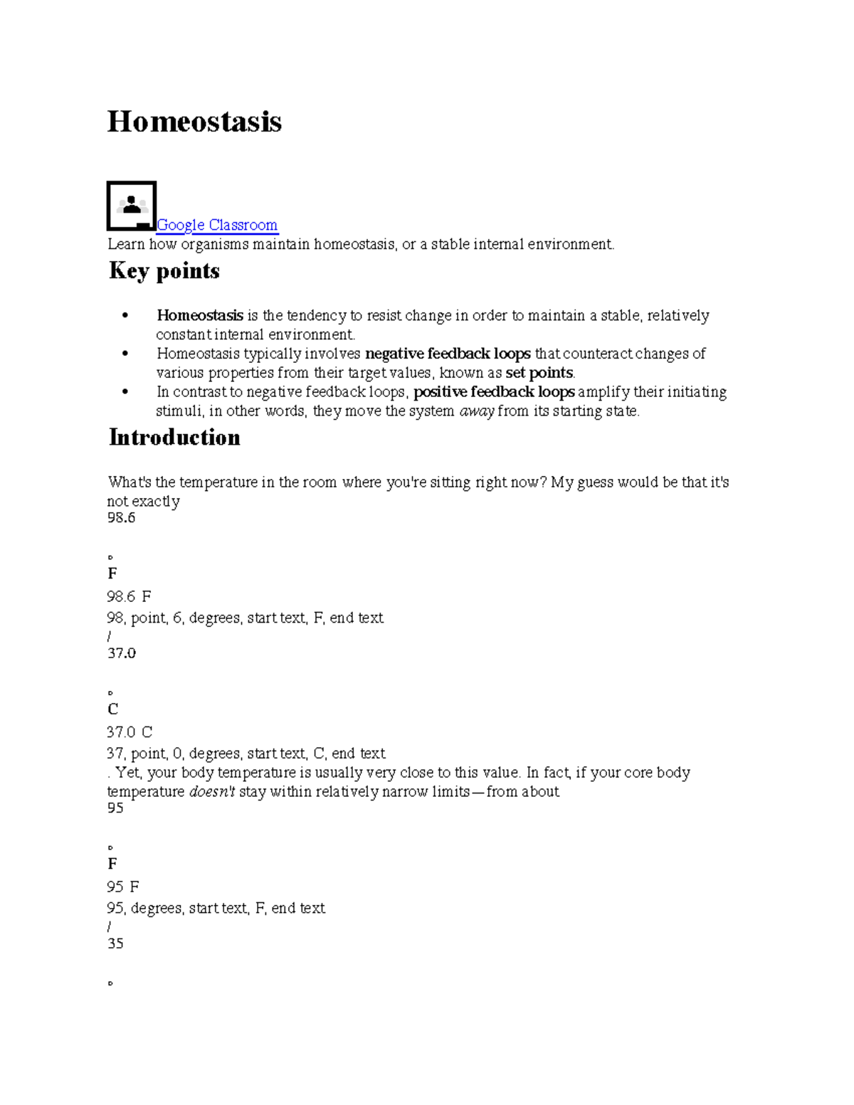 Homeostasis - Notes from Khan Academy's High School bio course ...