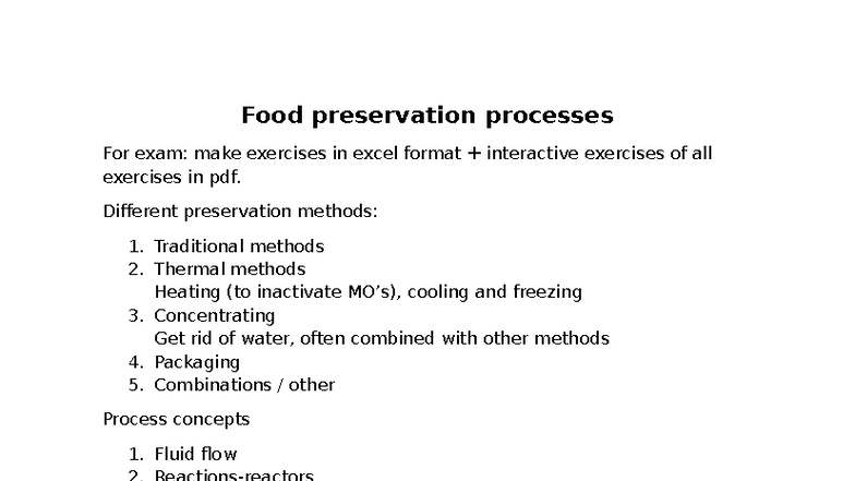 FPE Food Preservation Processes: Exam Notes & Interactive Exercises ...