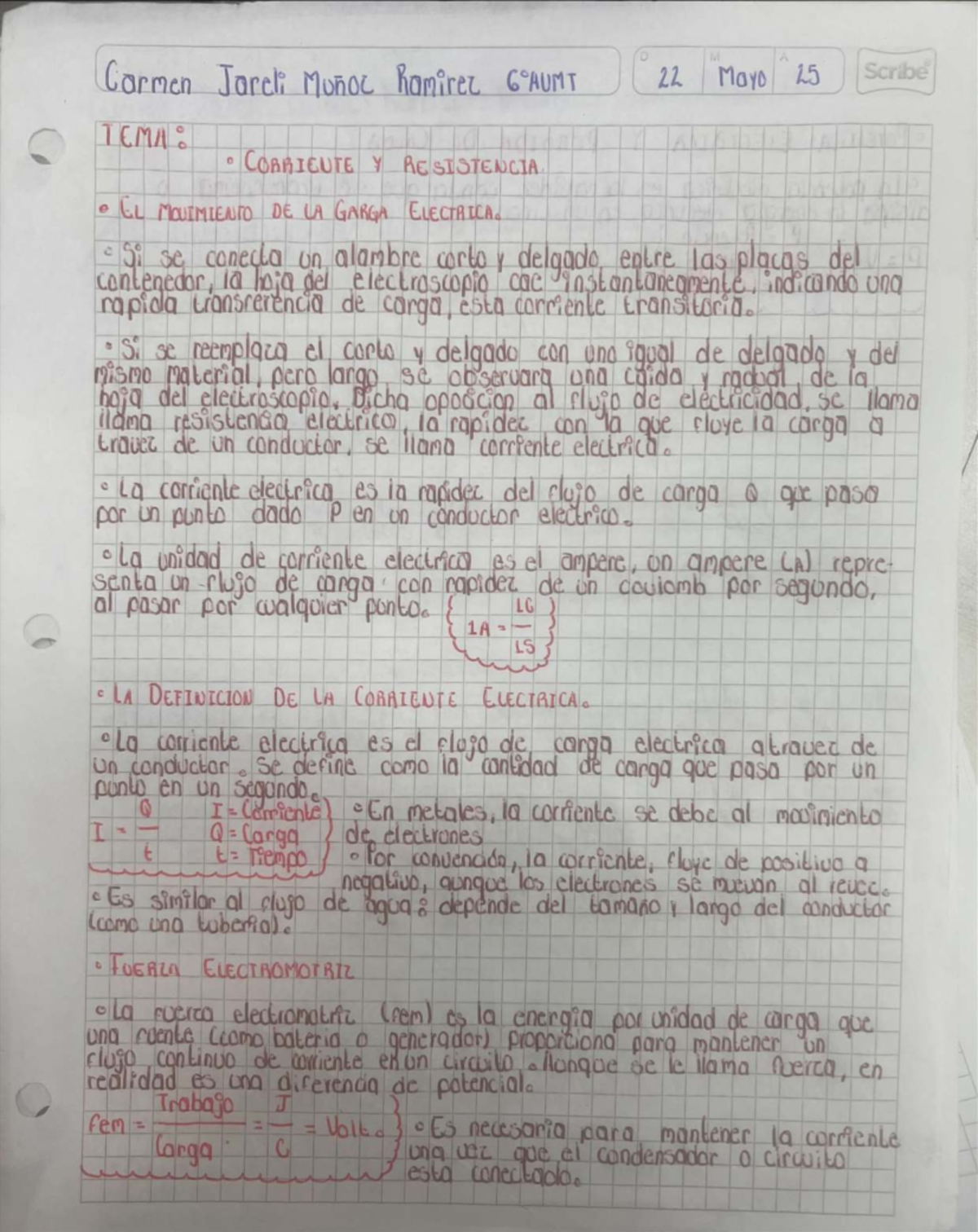 Tema: Corriente y Resistencia en la Física - MUÑOC 22M - Studocu