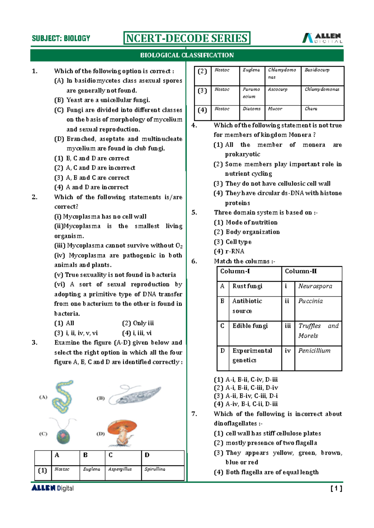 Biological Classification: Key Concepts and Exam Questions (BIO101 ...