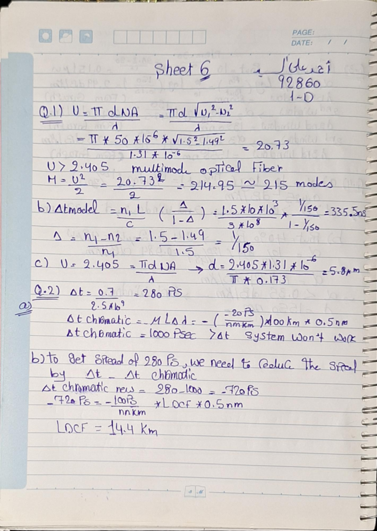 Sheet 6 Optical - About the study - Strength of Material - PAGE: DATE ...
