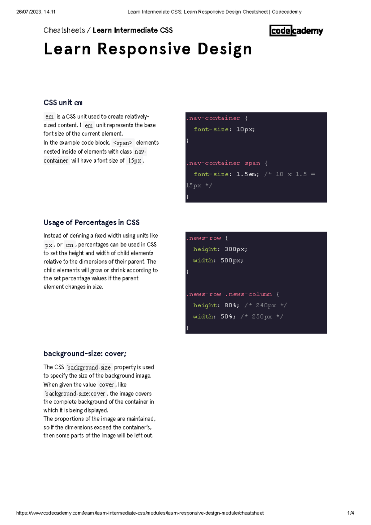 14:11 Intermediate CSS Responsive Design Cheatsheet - Studocu