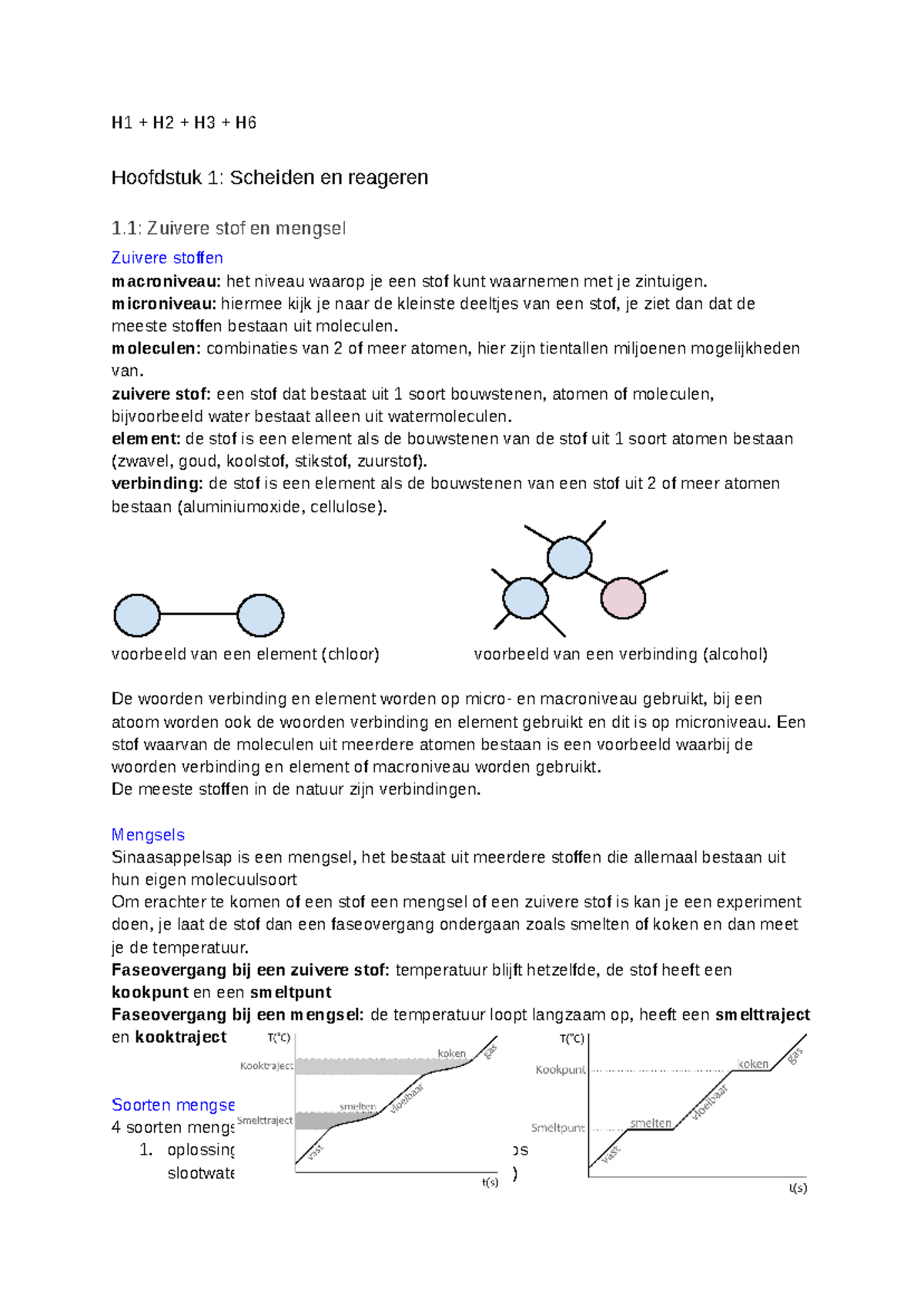 Scheikunde Samenvatting Hoofdstukken 1, 2, 3 en 6 voor Examen - Studeersnel