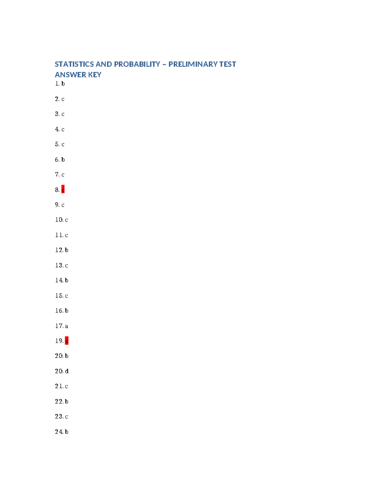 Statistics and Probability Answer Key - STATISTICS AND PROBABILITY ...